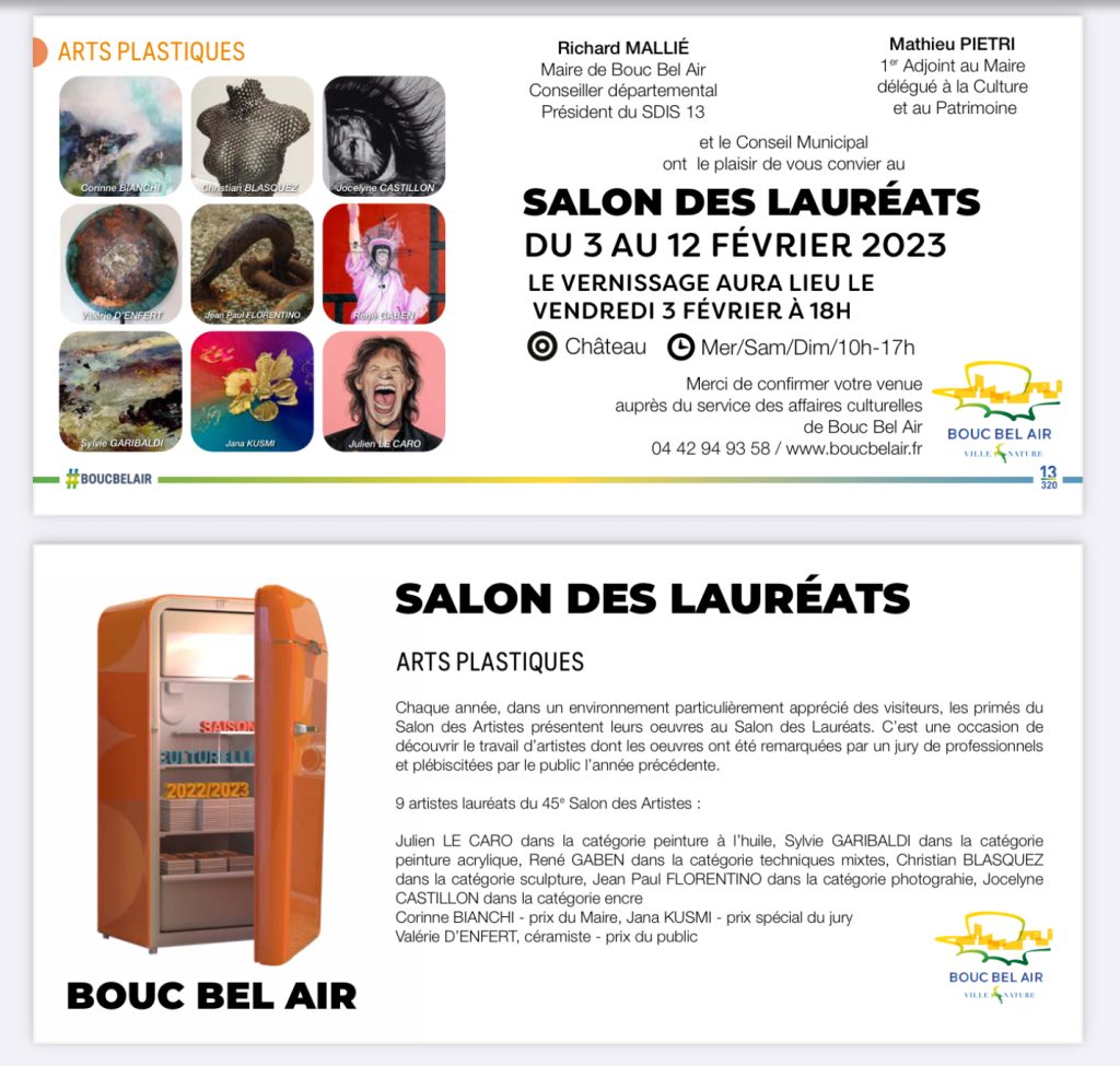 Salon des Lauréats 2023, du 03 au 12/02, Château de Bouc Bel Air